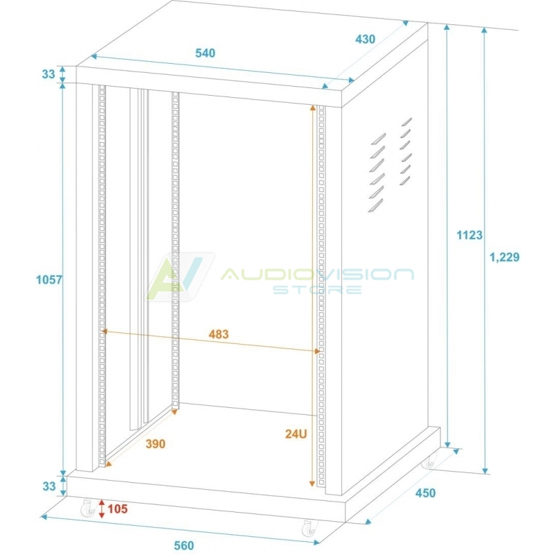 ROADINGER Steel Rack SR-19, 24U | AudioVision.ro