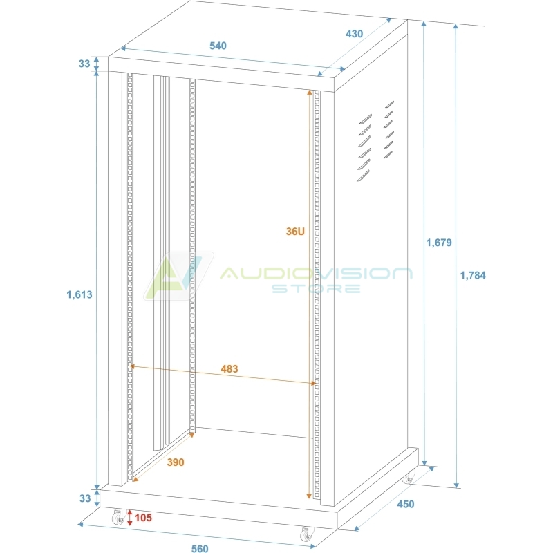 ROADINGER Steel Rack SR-19, 36U | AudioVision.ro