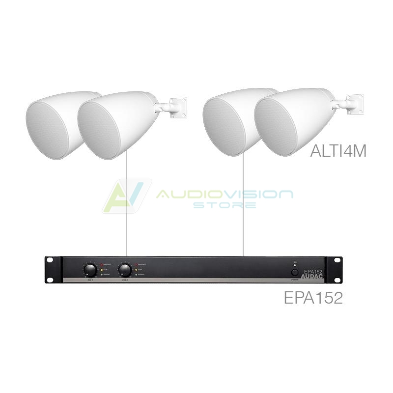 Audac LENTO4.4EM/W Sistem sonorizare 4 x ALTI4M/W + EPA152 - | AudioVision.ro