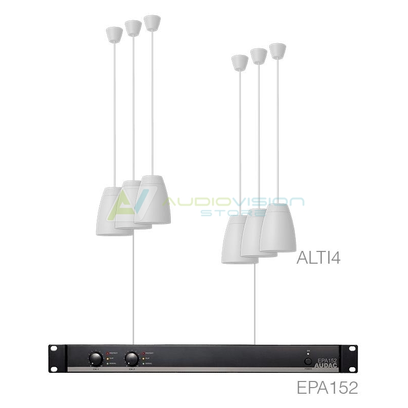 Audac LENTO4.6E/W - Sistem sonorizare 6 x ALTI4/W + EPA152/ Alb | AudioVision.ro