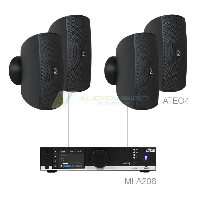Audac MENTO4.4/B Sistem sonorizare MFA208 + 4 x ATEO4 - Negr | AudioVision.ro